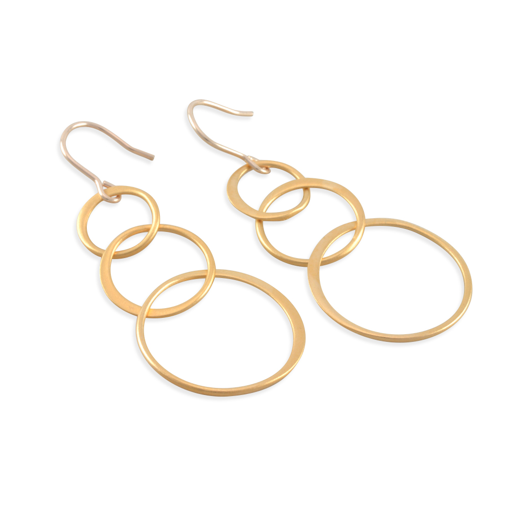 Six Sisters Beadworks - Gold Loop Earrings, 14K gold dangle earring ...